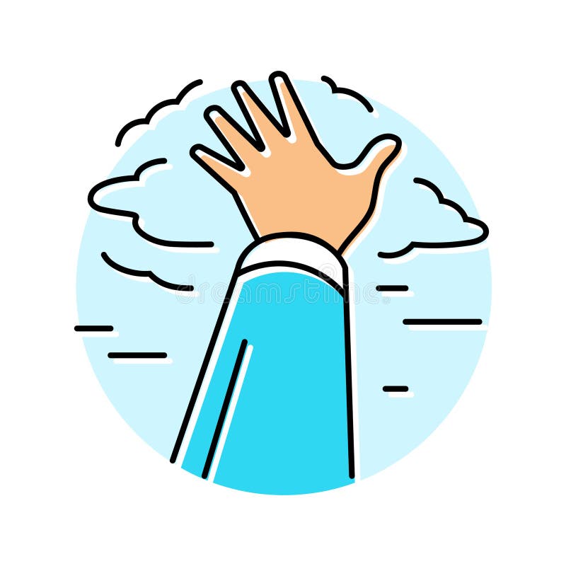 Hand Reaching Sky Progress Color Icon Vector Illustration Stock Vector ...