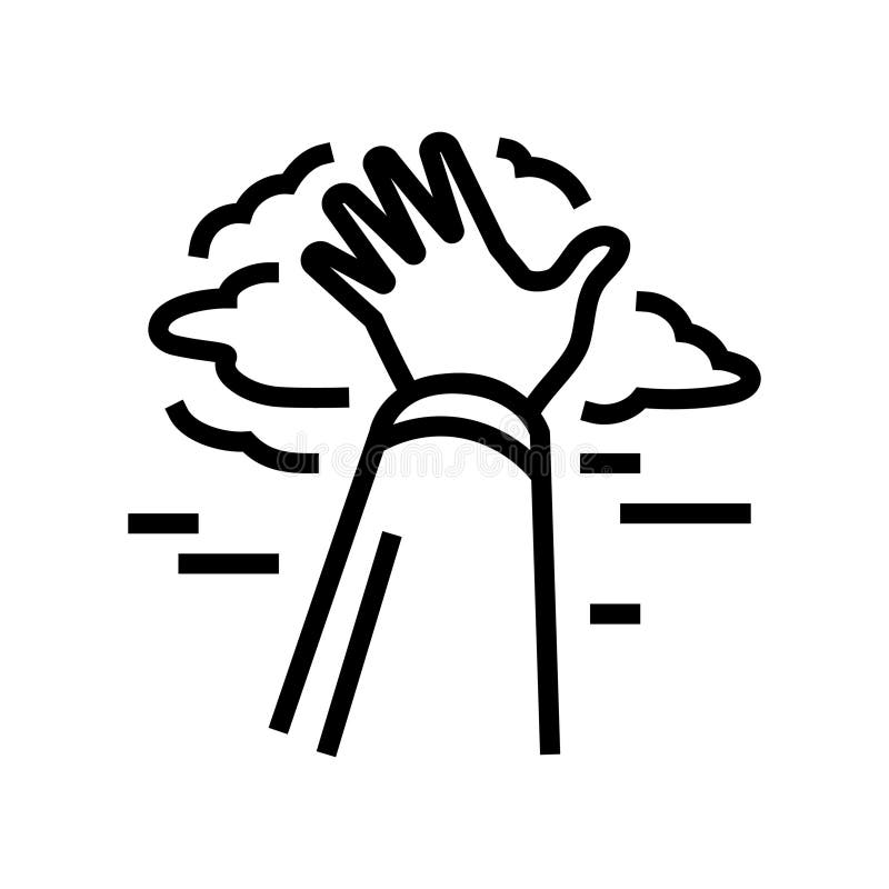 Hand Reaching Sky Progress Line Icon Vector Illustration Stock ...