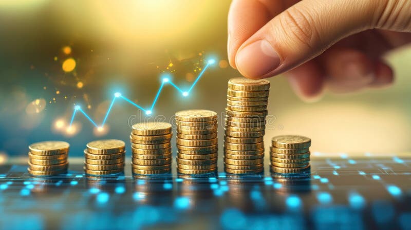 Reaching Coins Rising Graph Financial Growth Concept Stock Photos ...