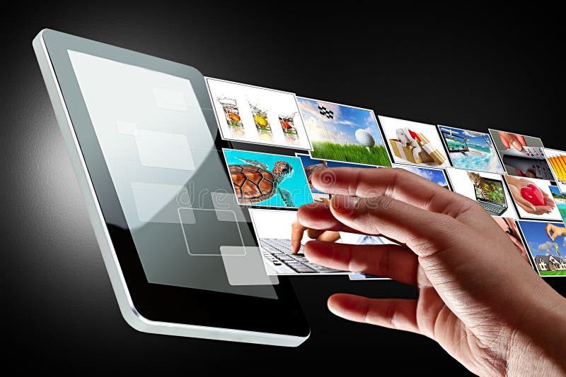 Multimedia Streaming from the Laptop Screen Stock Photo - Image of ...