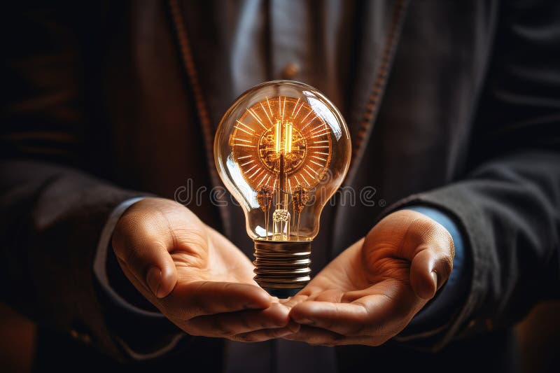 Hand Reaching for Target Objective with Creative Light Bulb Icon in ...