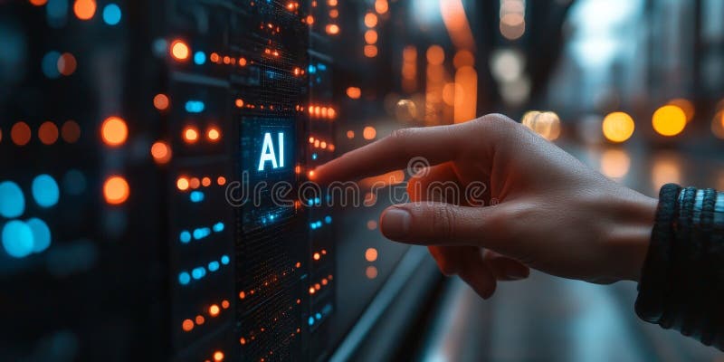 Hand Reaching To AI Concept on Virtual Screen, Interacting with Digital ...