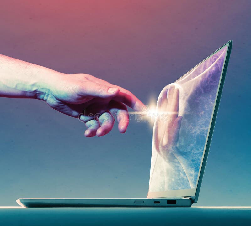 Concept of Human-machine Interaction and Technology Trust. Stock Photo ...