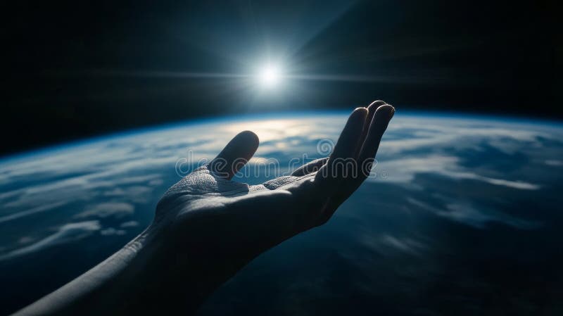 A Hand Reaching Toward Earth Illustrating Creation and the First Light ...