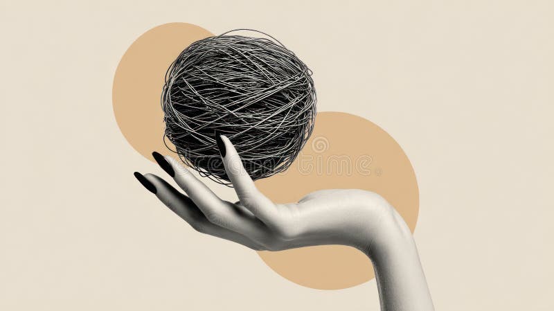 Floating Tangled White Wire Ball Concept Art Stock Photos - Free ...