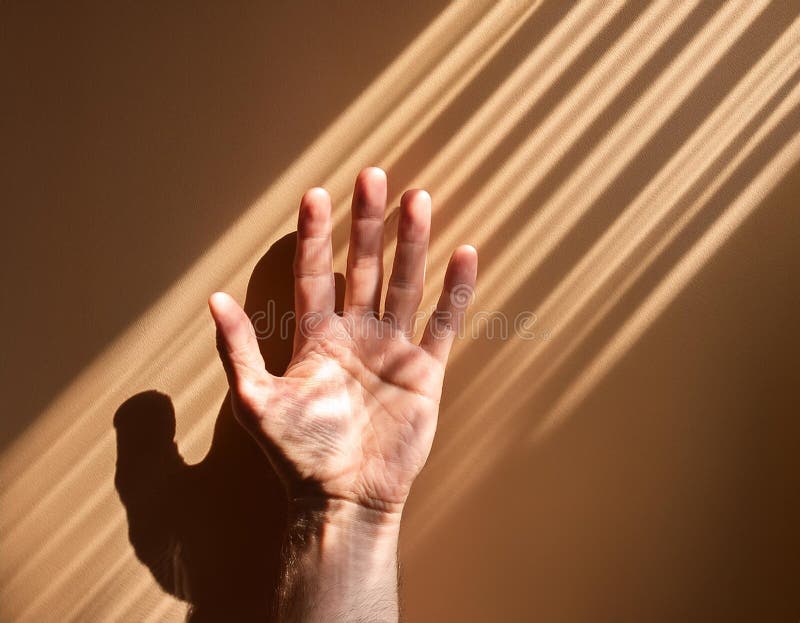 Hand Reaching Toward Light on Mocha Mousse Background Stock Photo ...