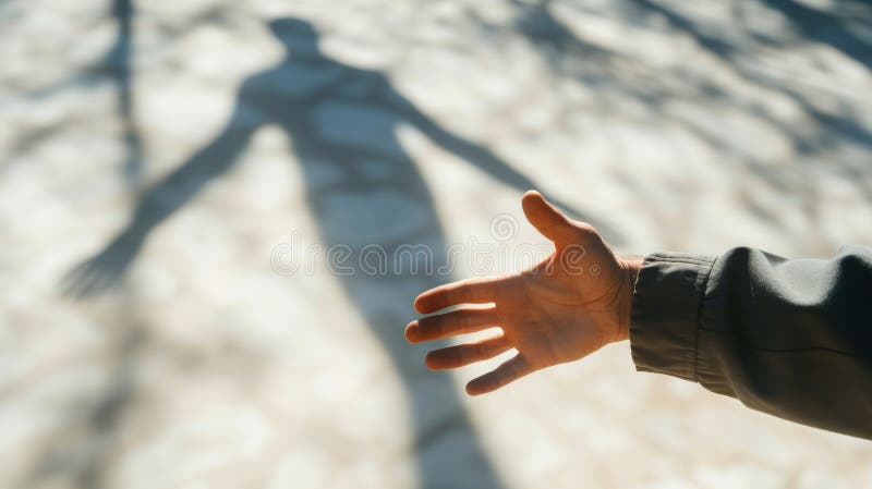 Hand Reaching Towards an Abstract Shadow Figure Stock Image - Image of ...