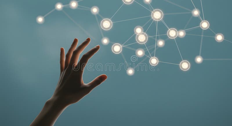 Hand Reaching Towards Connected Network Represents Technology and ...