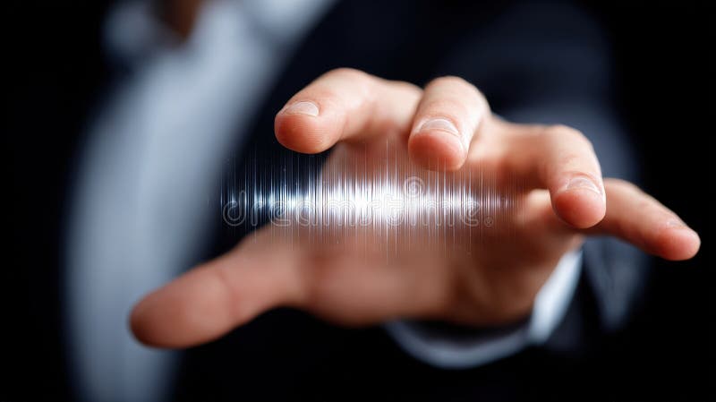 A Hand Reaching Towards a Digital Sound Wave, Symbolizing Technology ...