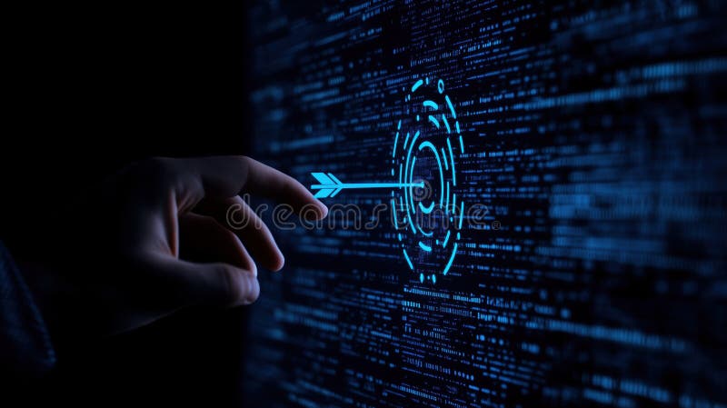 Hand Reaching Towards Digital Target with Arrow, Symbolizing Focus ...