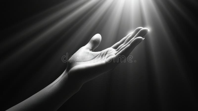 Hand Reaching Towards Light Rays Stock Photo - Image of single, symbol ...