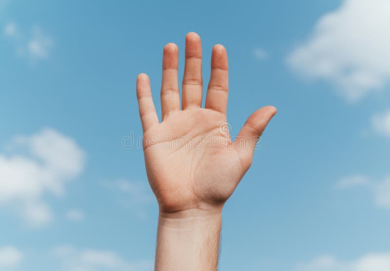 Hand Reaching Up Towards the Sky Stock Illustration - Illustration of ...