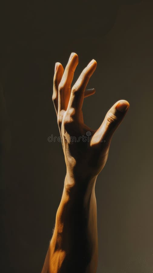 Hand Reaching Upwards in Dramatic Lighting Stock Image - Image of body ...