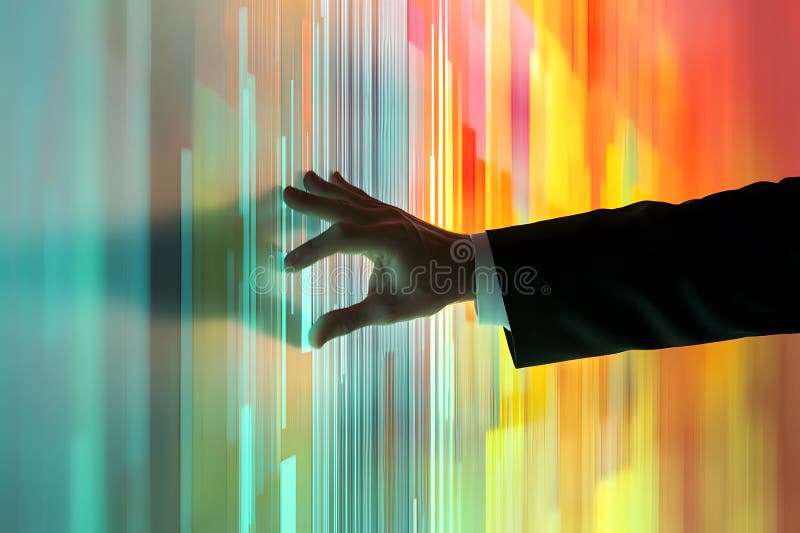 Hand Reaching through a Wall of Digital Data Stock Illustration ...