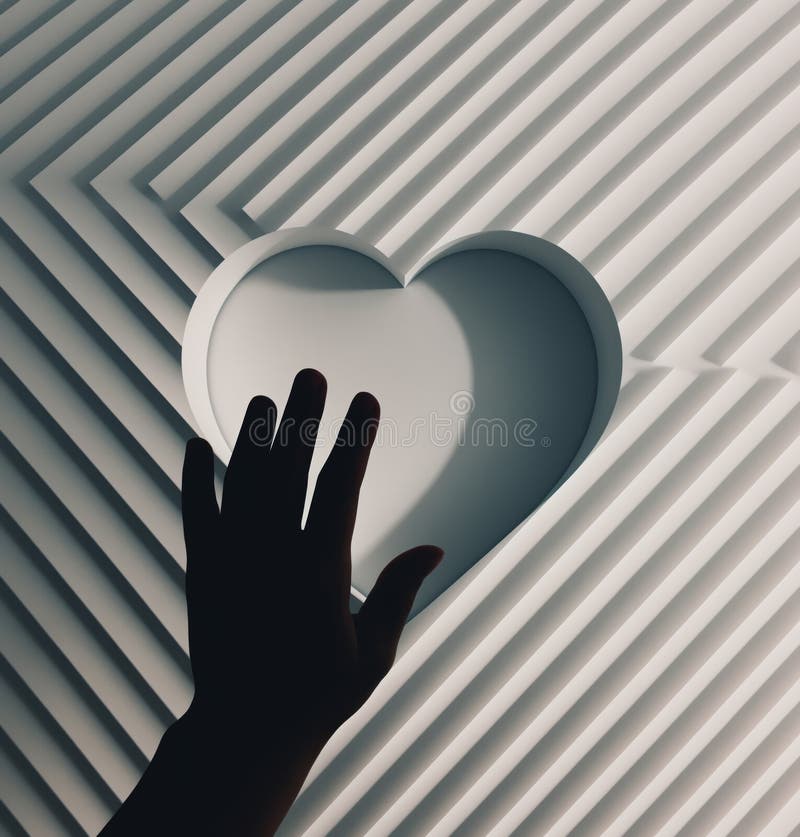 Hand Reaching into a White Abstract Heart Shape. Stock Illustration ...
