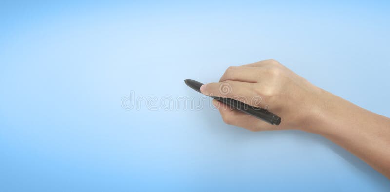 Hand is Ready for Drawing Chart Hand with a Pen Stock Photo - Image of ...
