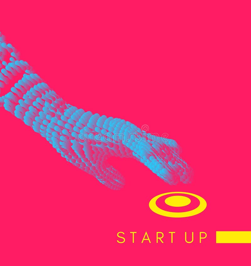 Hand Ready To Press a Button. Futuristic Technology Style Stock ...