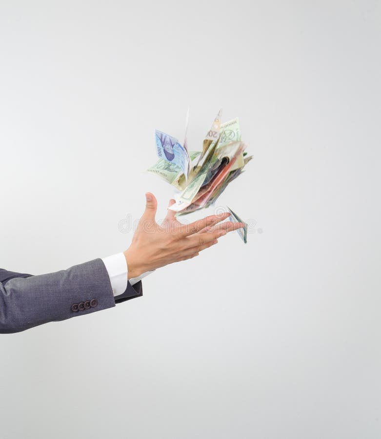 Hand Receiving Bank Note in the Air Stock Photo - Image of korean ...