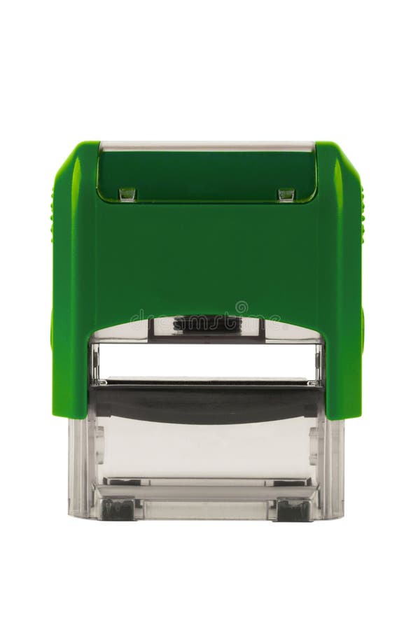 Hand Rectangular Automatic Stamp, a Brilliant Green Color. Stock Image ...
