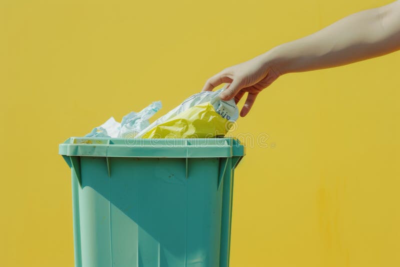 Hand and a Recycling Bin with a Recycle Paper. Generative AI Stock ...