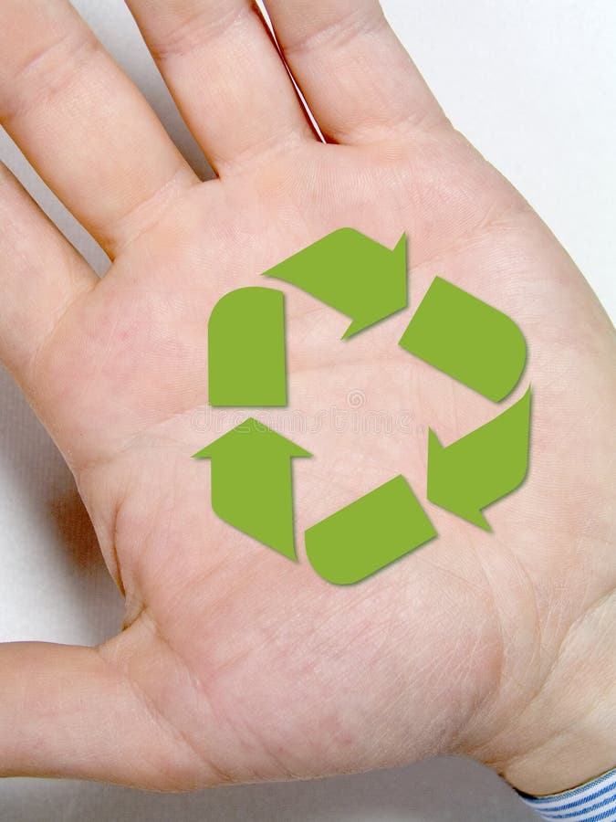 Hand with recycling sign stock image. Image of gesture - 13203509
