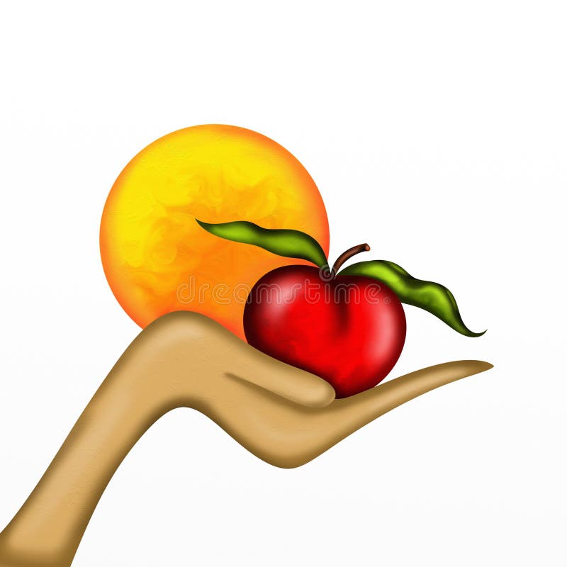 Red Apple and Sun stock illustration. Illustration of leaves - 29778611