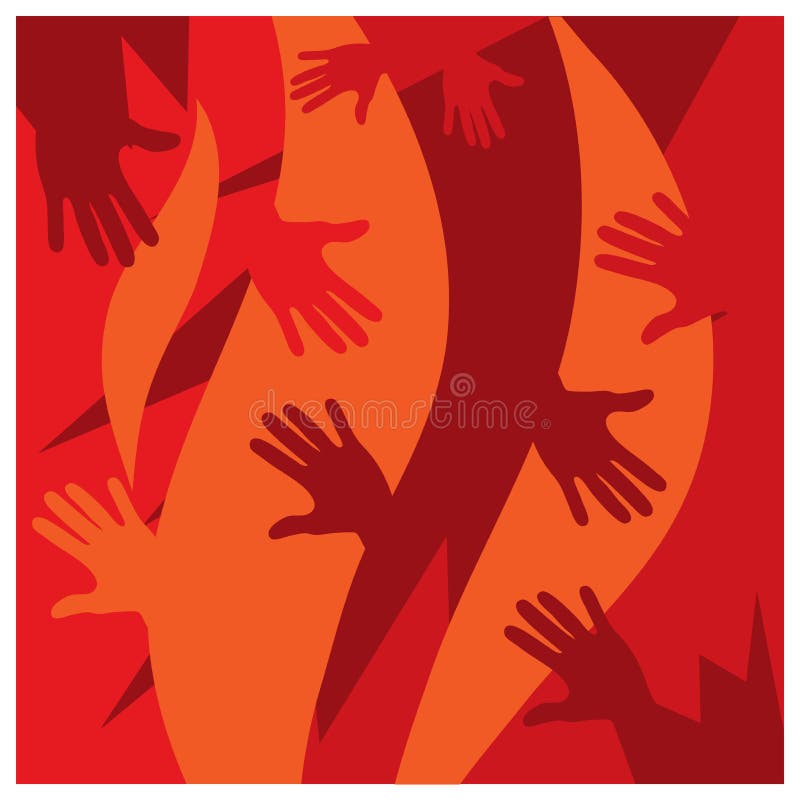 Hand on the Red Background. Flat Background Design Stock Vector ...