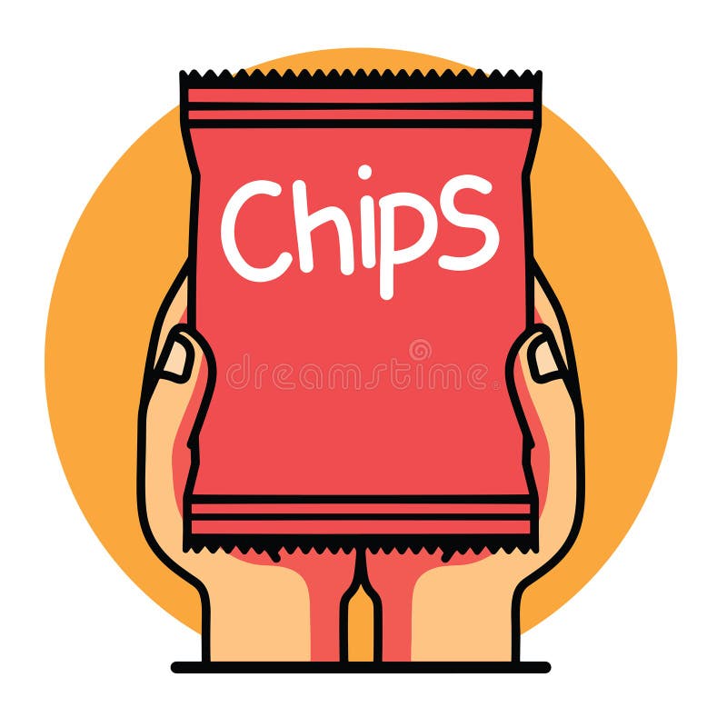 Hand with Red Chips Packaging Stock Vector - Illustration of doodle ...
