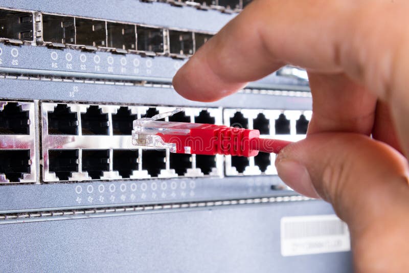 Hand with Red Ethernet Cable Stock Image - Image of socket, cords ...