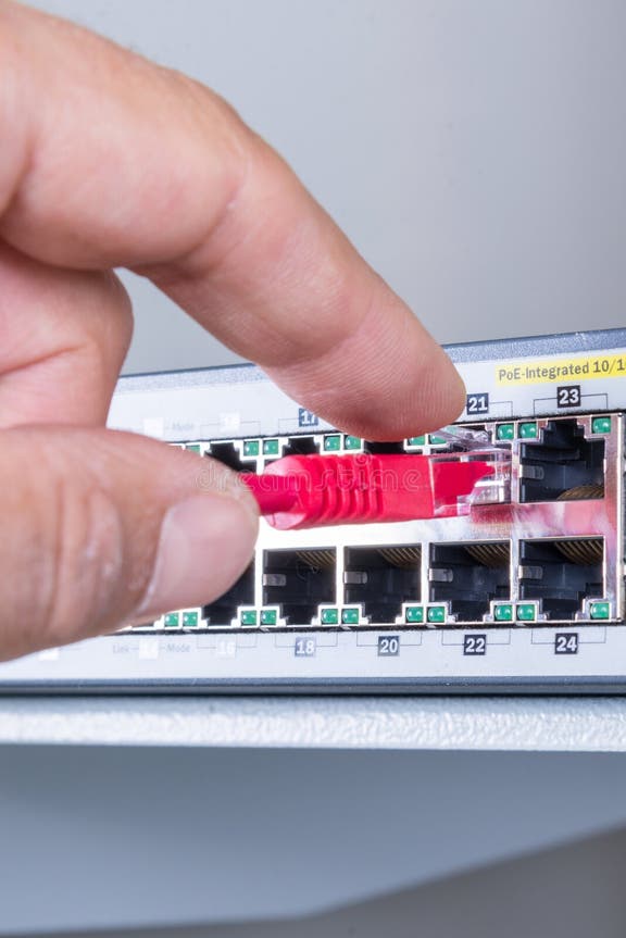 Hand with Red Ethernet Cable Stock Image - Image of ethernet, plugging ...
