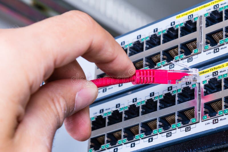 Hand with Red Ethernet Cable Stock Image - Image of networking ...