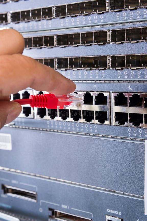 Hand with Red Ethernet Cable Stock Photo - Image of empty, router ...