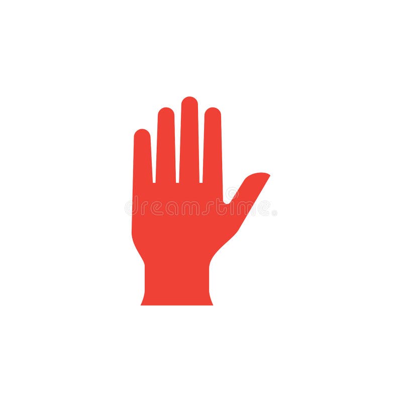 Hand Red Icon on White Background. Red Flat Style Vector Illustration ...