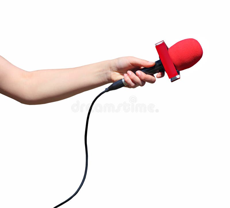 Hand with Red Microphone Isolated Stock Photo - Image of studio, hold ...