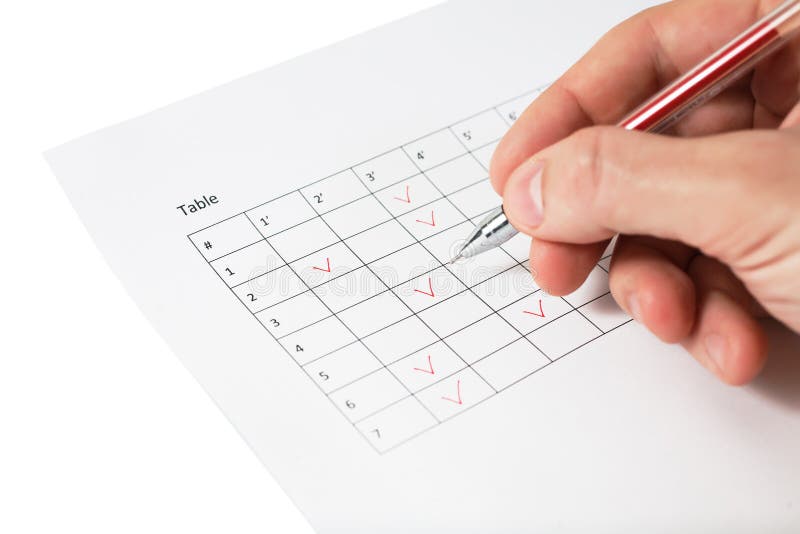 Hand with Red Pen Editing Table Stock Image - Image of office ...