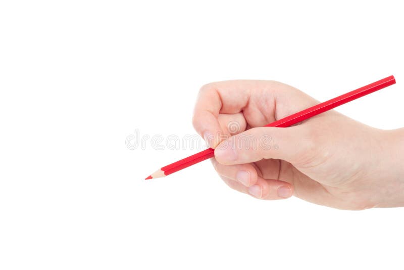 Hand with red pencil stock photo. Image of paper, application - 32781582
