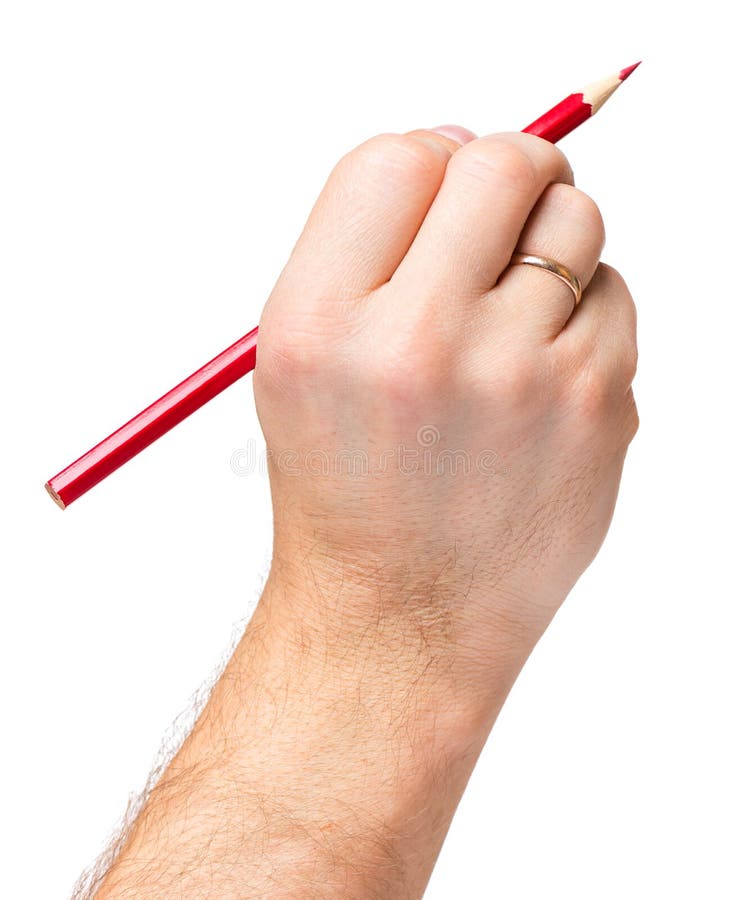 Hand with red pencil stock image. Image of graphic, concept - 112562937