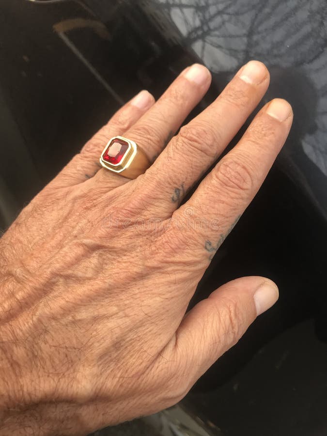 Hand with a red ring stock photo. Image of gold, ruby - 167098606