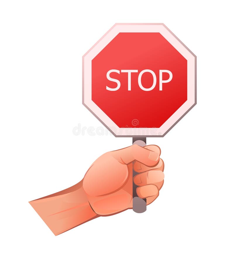 Hand with Red Stop Sign. the Object is Isolated on a White Background ...
