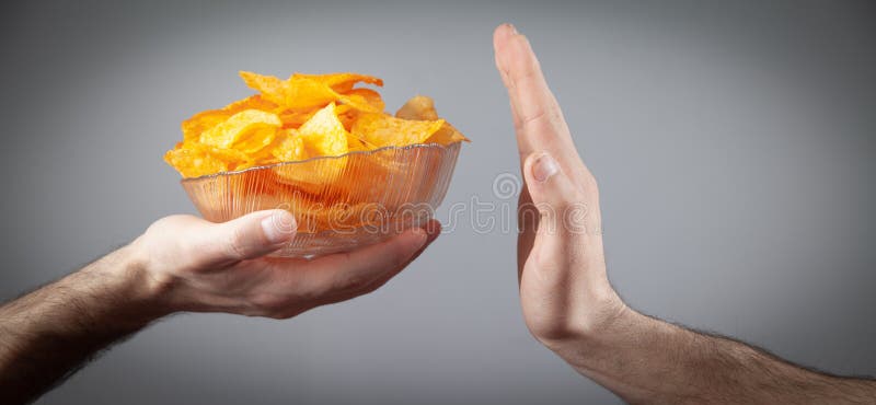 Hand Refuse Tasty Potato Chips Stock Image - Image of meal, vegetable ...