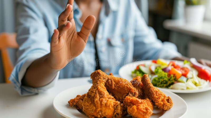 A Hand Rejecting Fried Chicken.AI Generated Image Stock Image - Image ...
