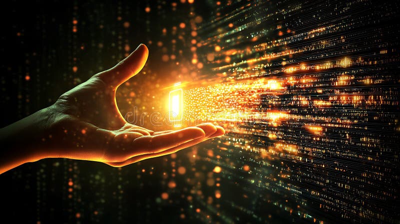 Hand Releasing Digital Particles a Visual Representation of Technology ...