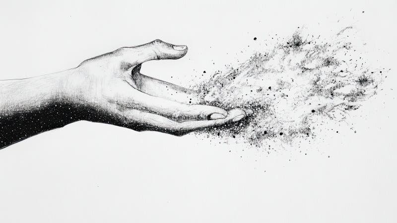 Hand Releasing Particles, Dust, or Ash. Abstract Concept of Creation ...