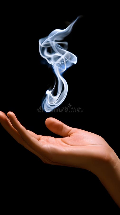 A Hand Releasing Swirling Smoke Stock Illustration - Illustration of ...