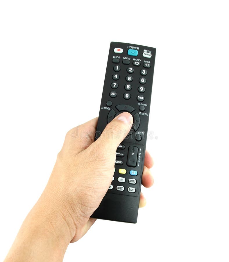 Hand with remote control stock photo. Image of black - 27207336