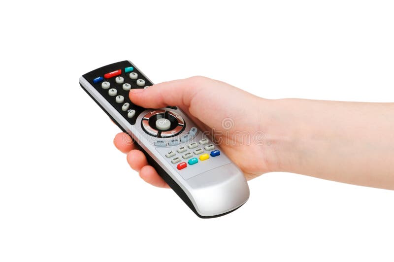 Remote control in hand stock photo. Image of modern, addict - 18029244