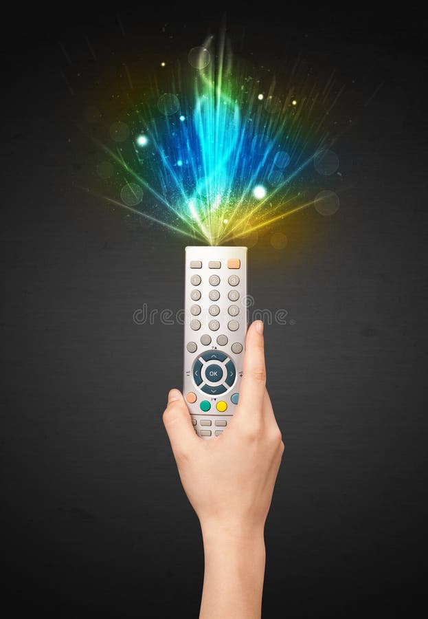 Hand with Remote Control and Explosive Signal Stock Image - Image of ...