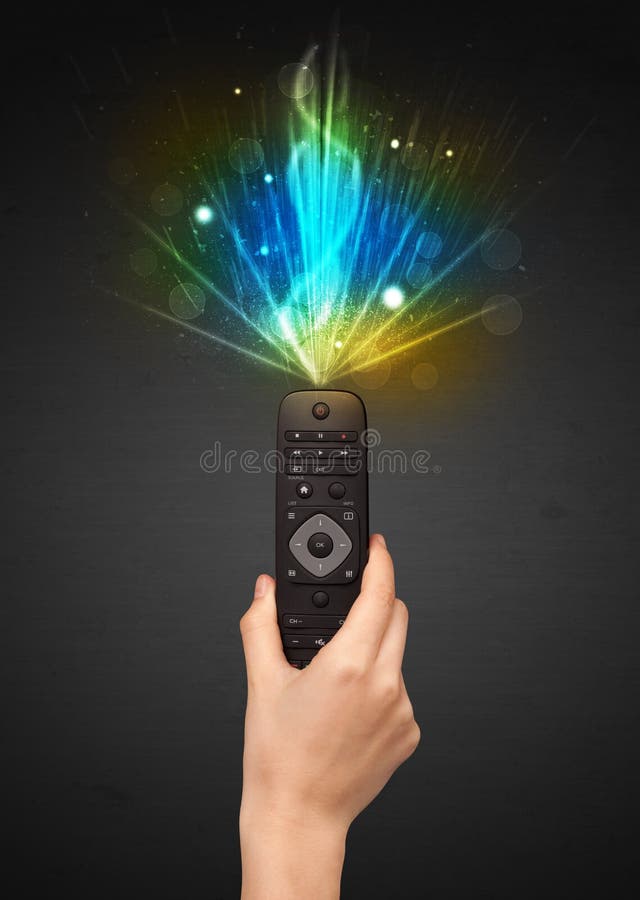 Hand with Remote Control and Explosive Signal Stock Photo - Image of ...