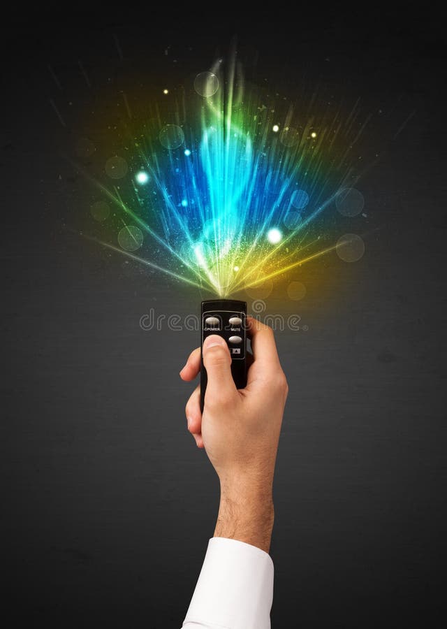 Hand with Remote Control and Explosive Signal Stock Image - Image of ...