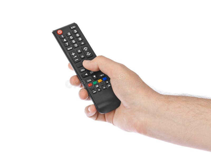 Hand with remote control stock photo. Image of click - 66487226